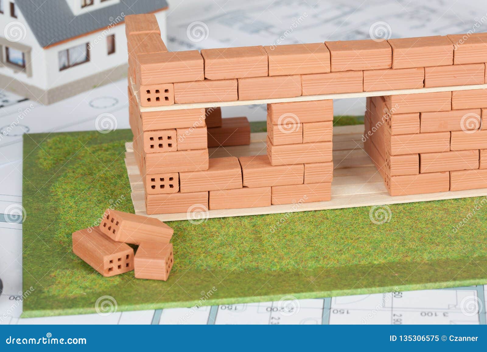 Model House Construction with Brick Stock Image - Image of building ...