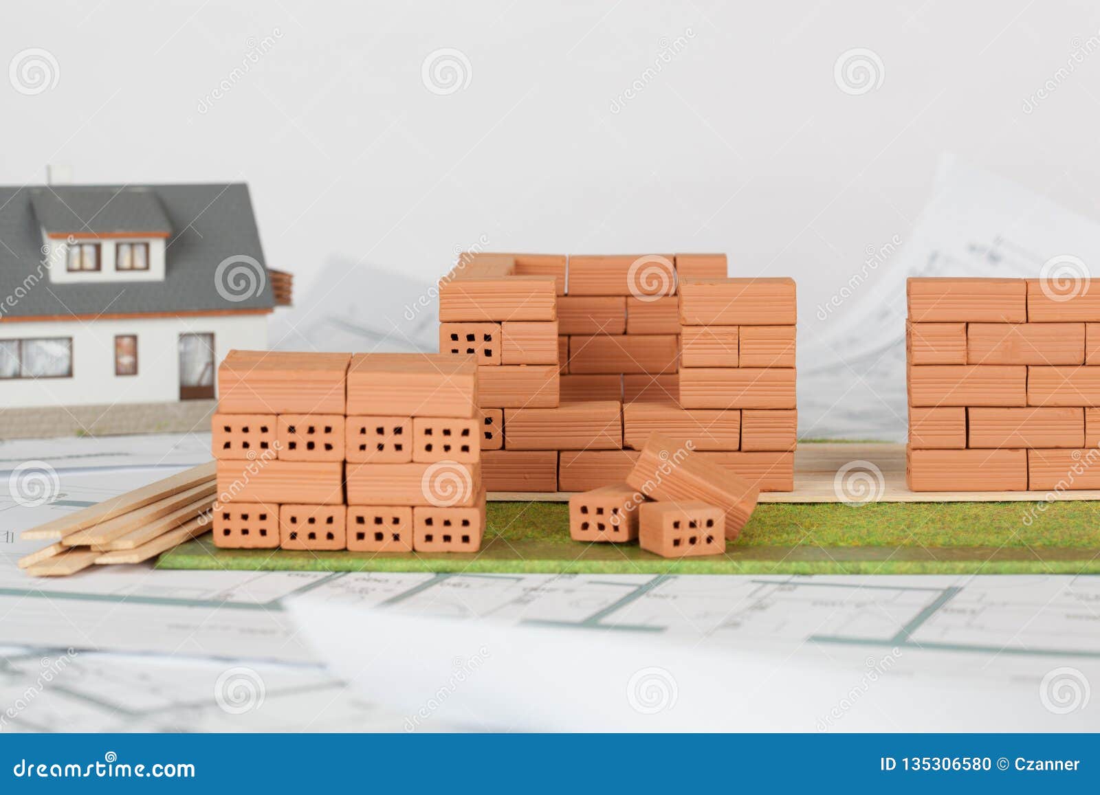 Model House Construction with Brick Stock Photo - Image of model ...