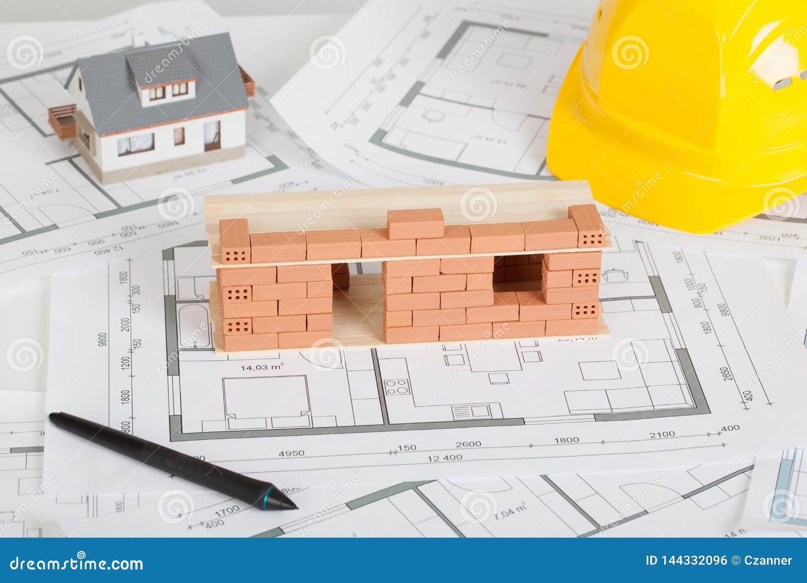 Model House Construction with Brick Stock Photo - Image of industry ...