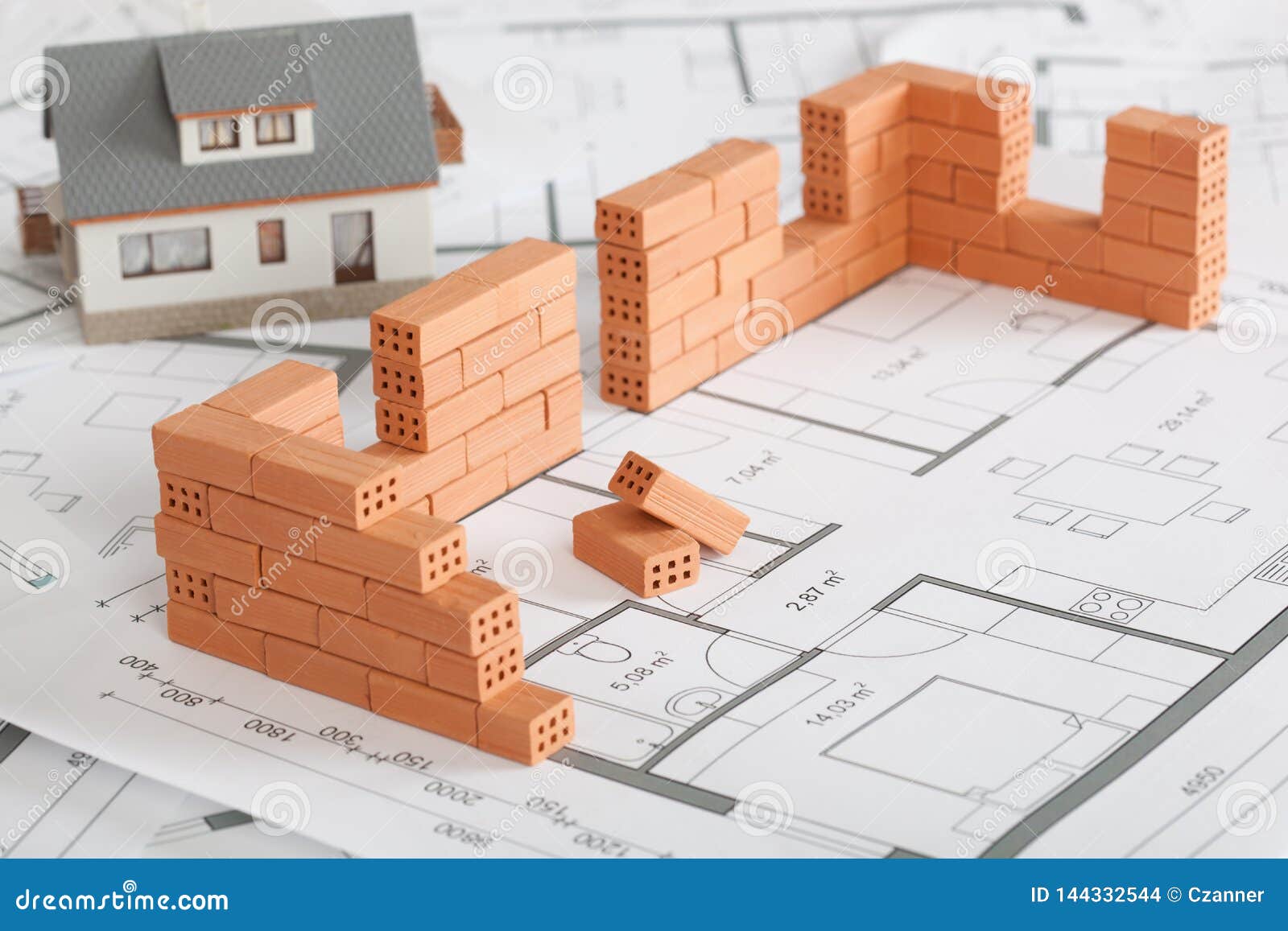 Model House Construction with Brick Stock Photo - Image of design ...