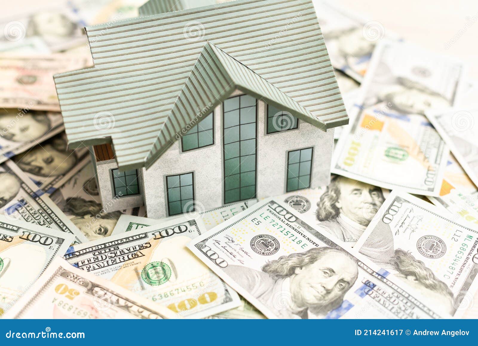 The Model of the House Costs on a Pile of Notes. Purchase and Sale ...