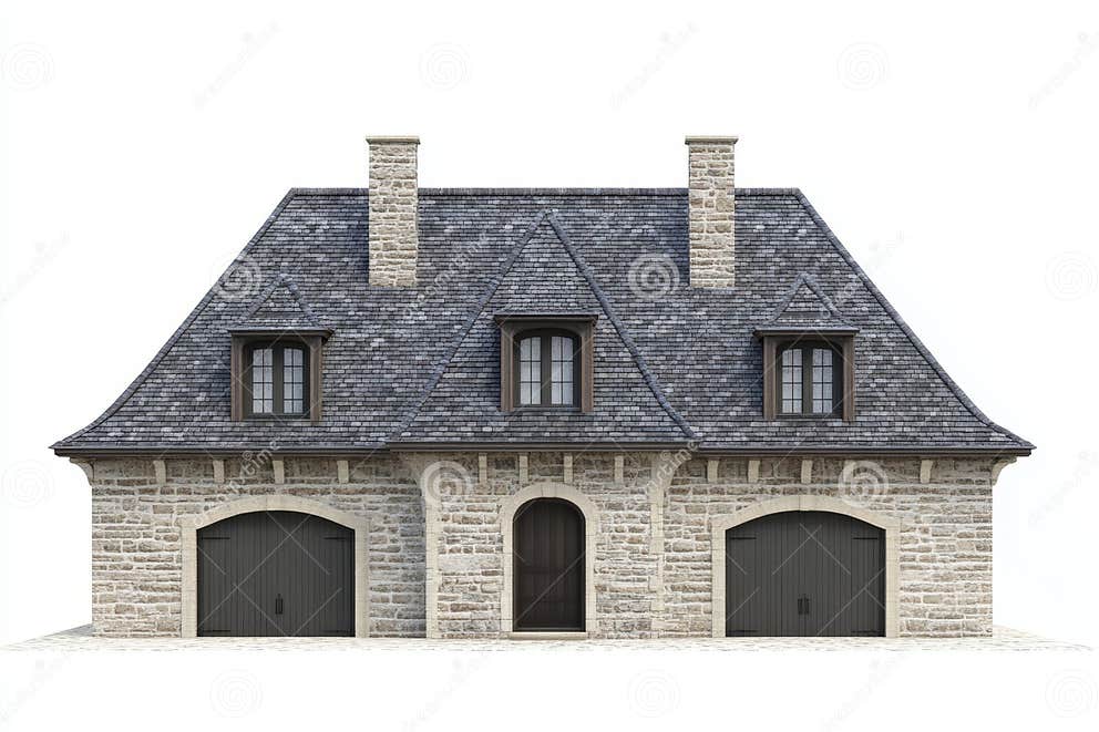 The Model of a House with a Garage, Isolated on White, is Shown in ...