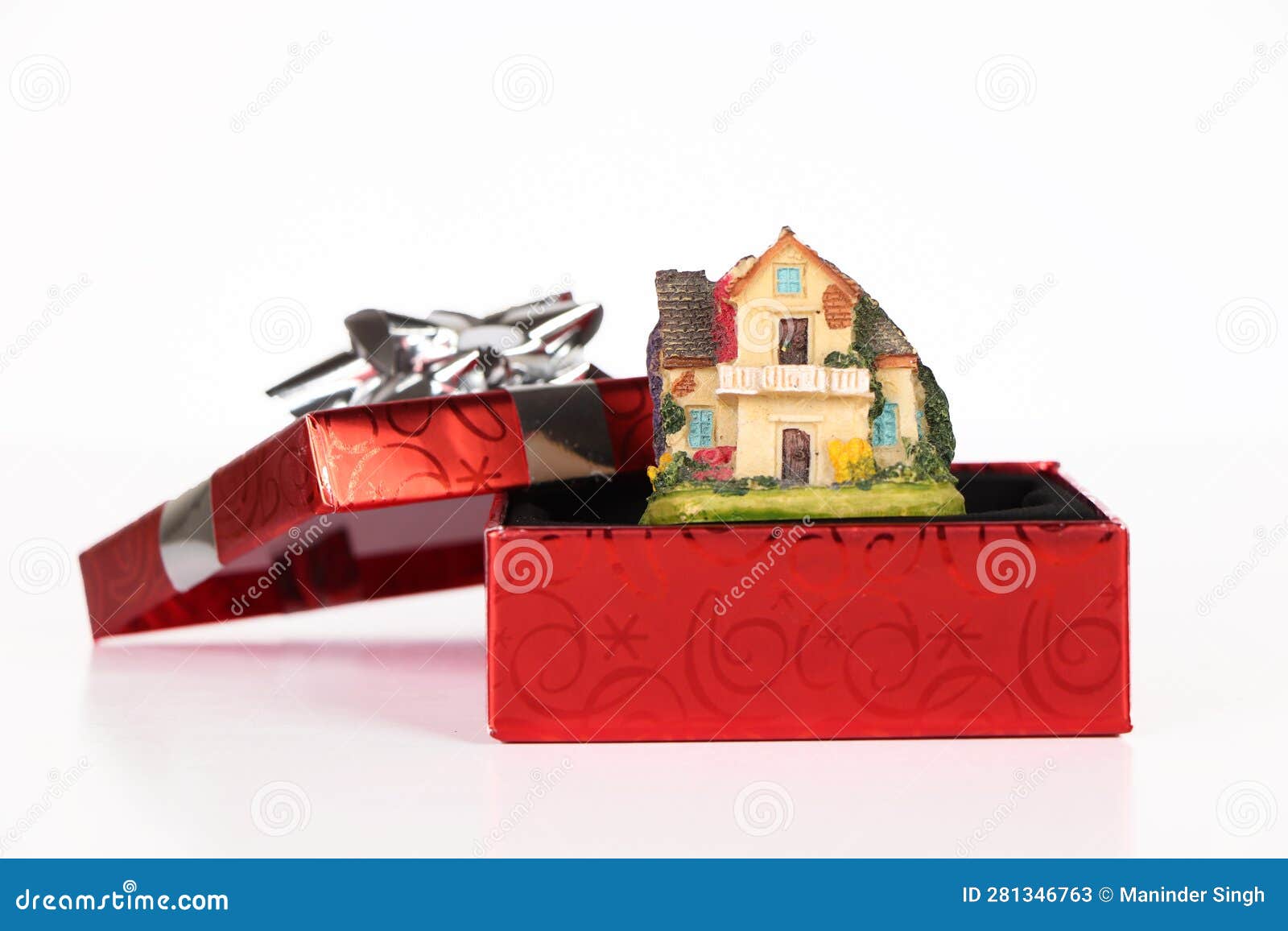 Model of a House in Gift Box. Stock Image - Image of pattern, gift ...