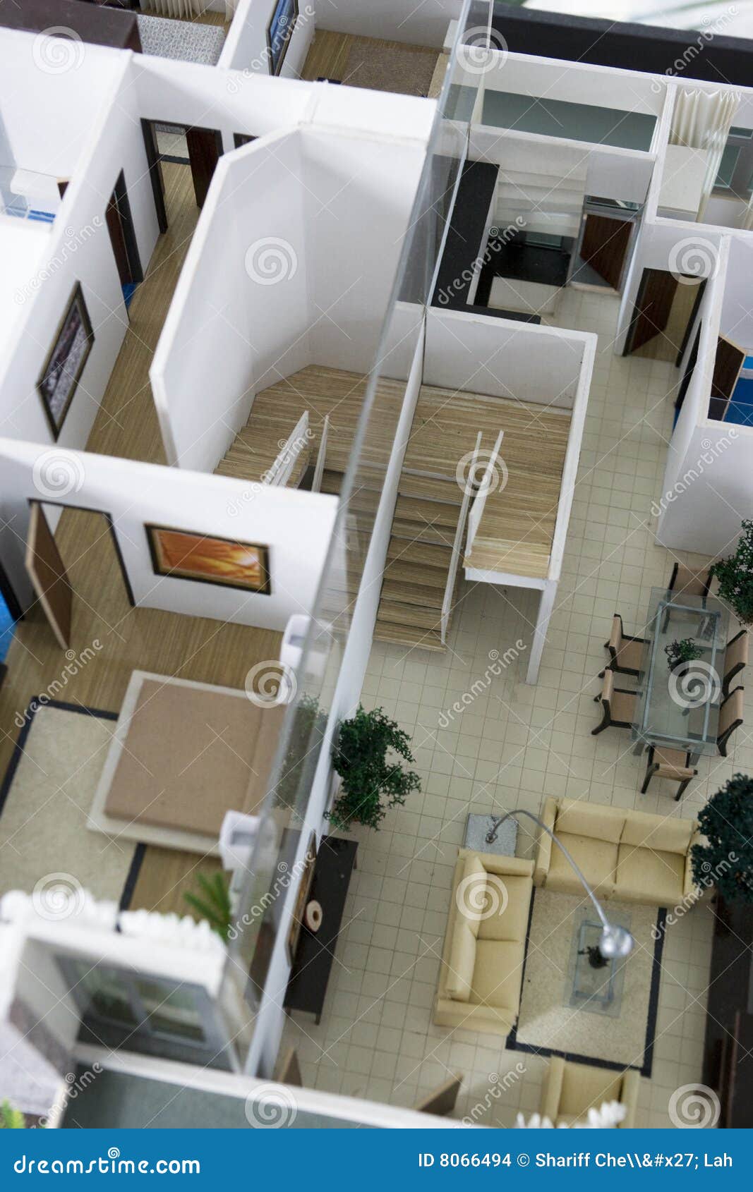 Architects Model House With Plan And Blueprints. Stock Photography ...
