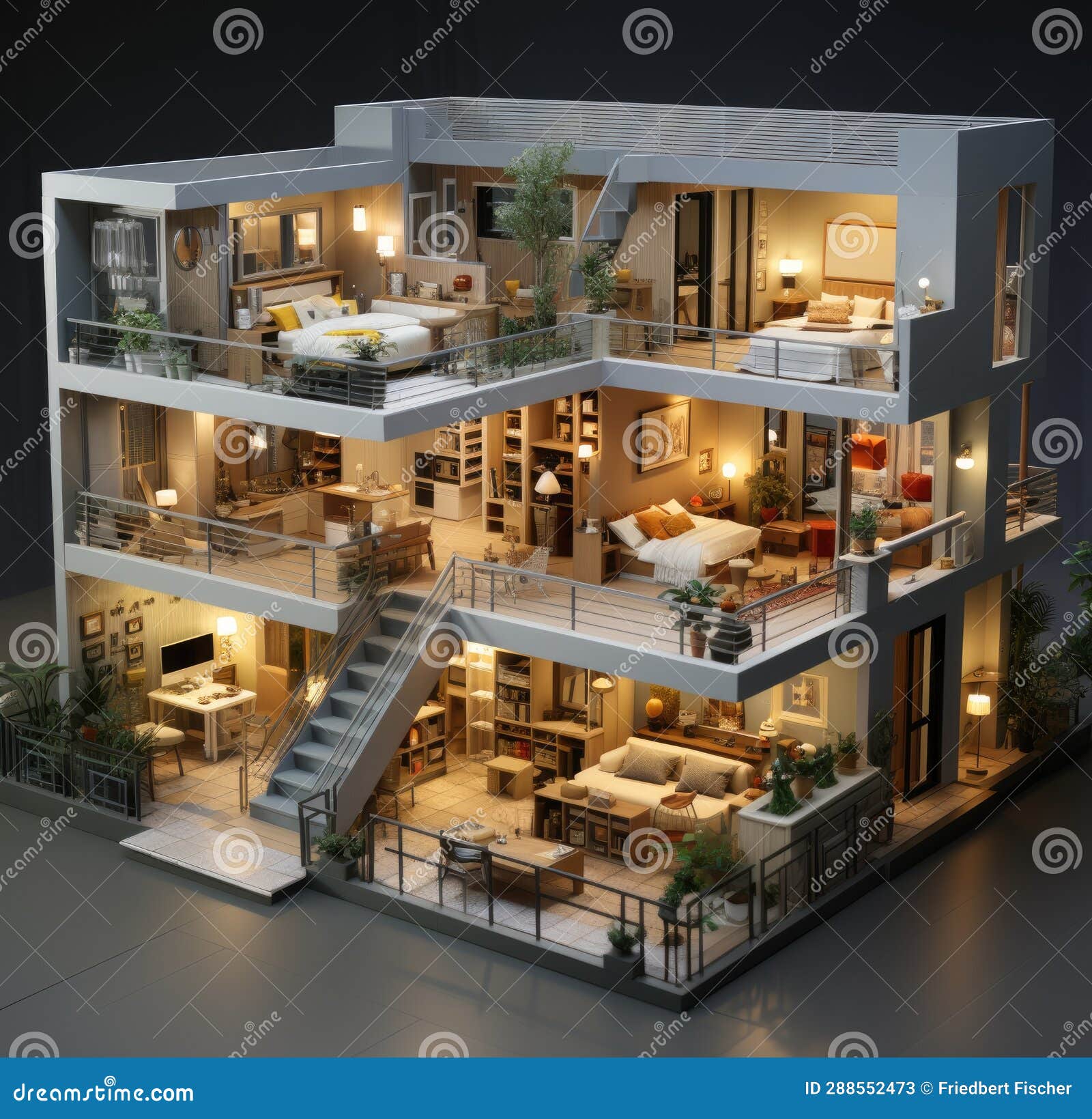 A Model of a House with a Staircase Leading Up To the Second Floor ...