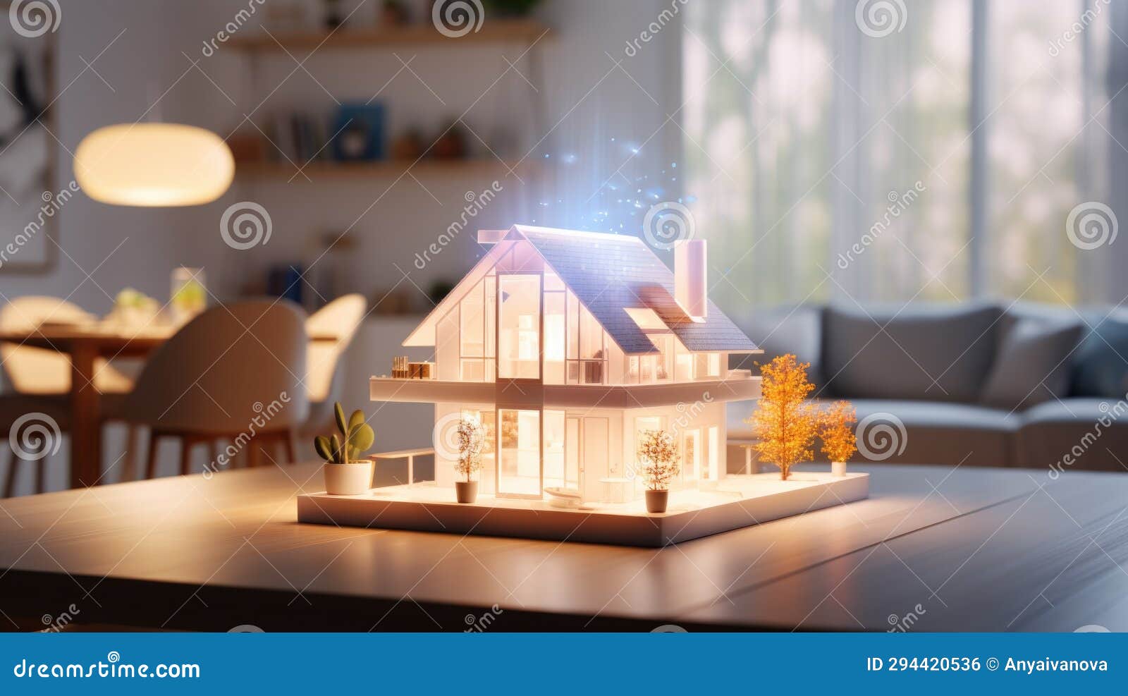A Model of a House on a Table, Architectural Bureau Stock Illustration ...