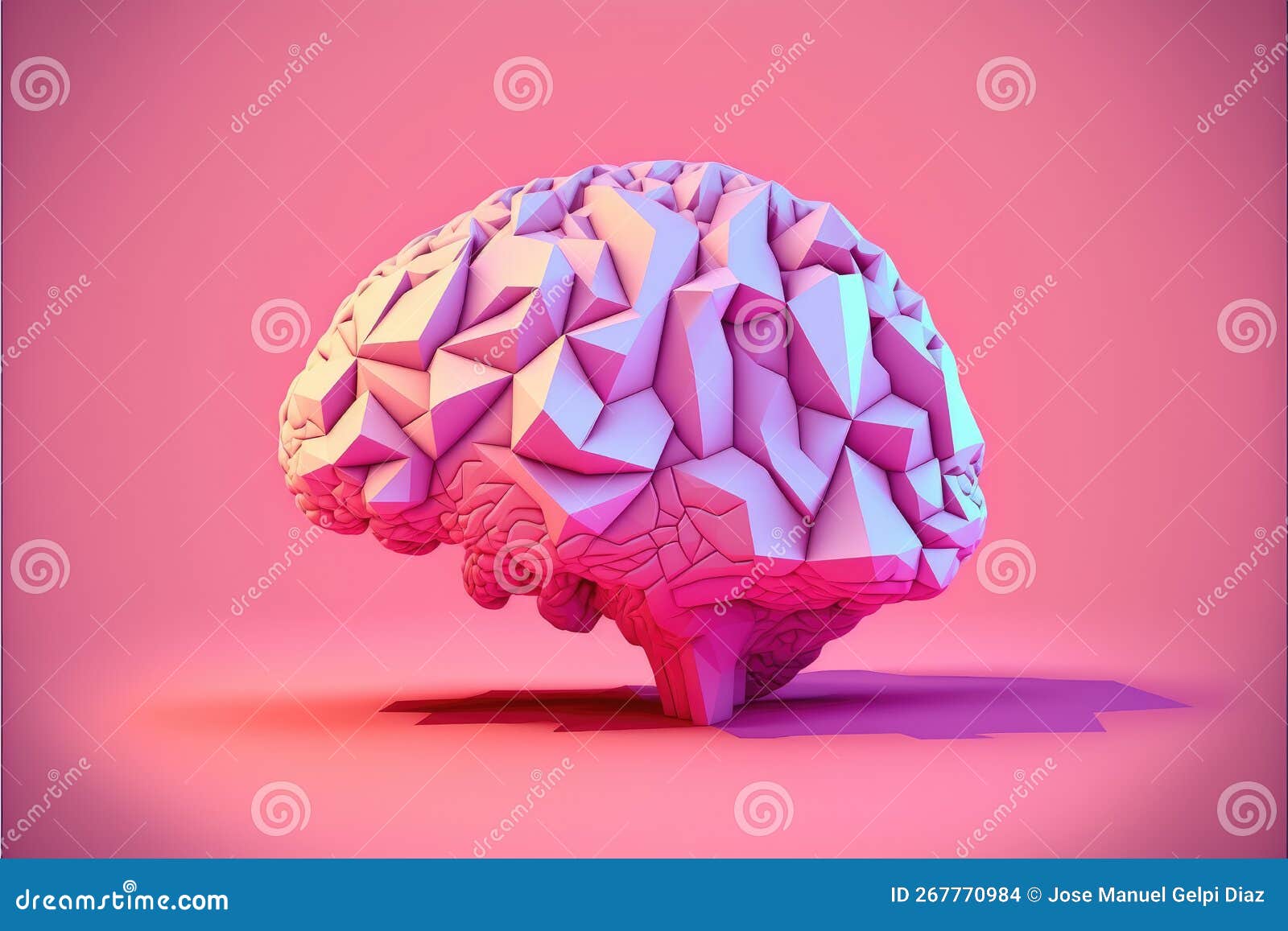Model of Human Brain on Pink Background. Profile View. Intelligence ...
