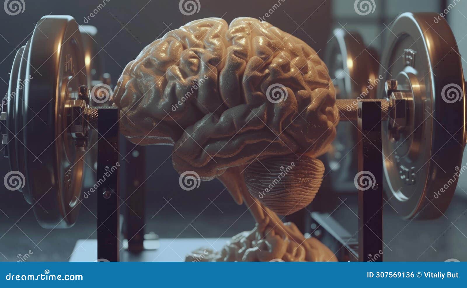 Model of Human Brain on Table. Generative AI. Stock Illustration ...