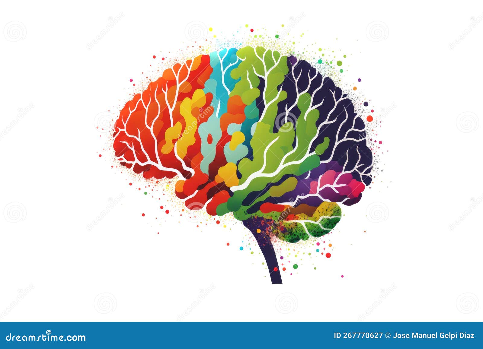 Model of Human Brain on White Background. Profile View. Intelligence ...