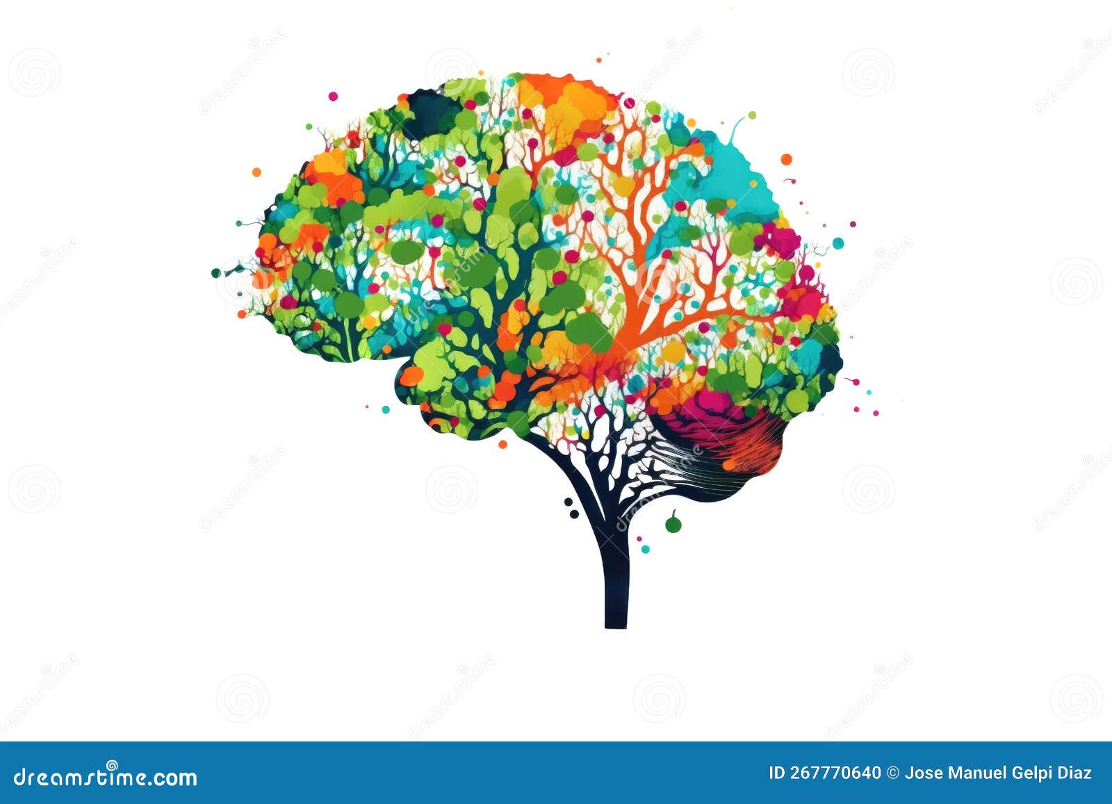 Model of Human Brain on White Background. Profile View. Intelligence ...