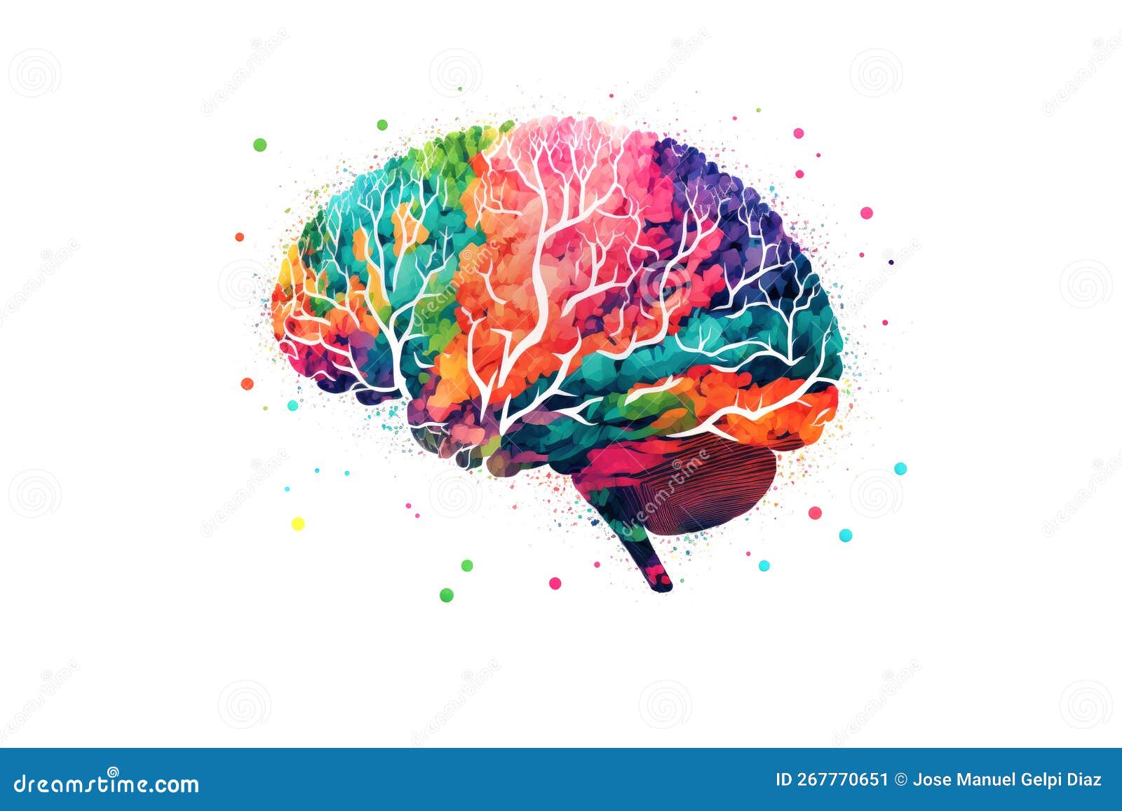 Model of Human Brain on White Background. Profile View. Intelligence ...