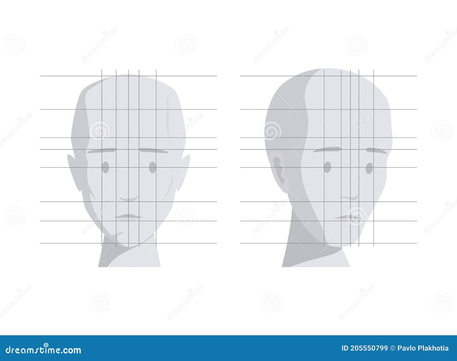 Model of Human Head in Different Angles Vector Flat Illustration ...