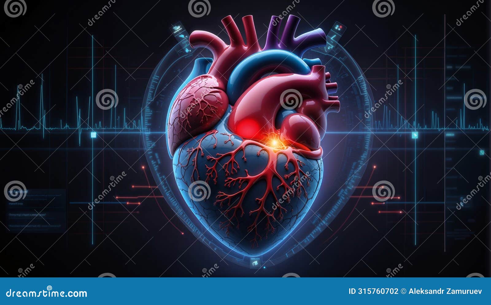 Model of Human Heart on Digital Background Stock Photo - Image of ...