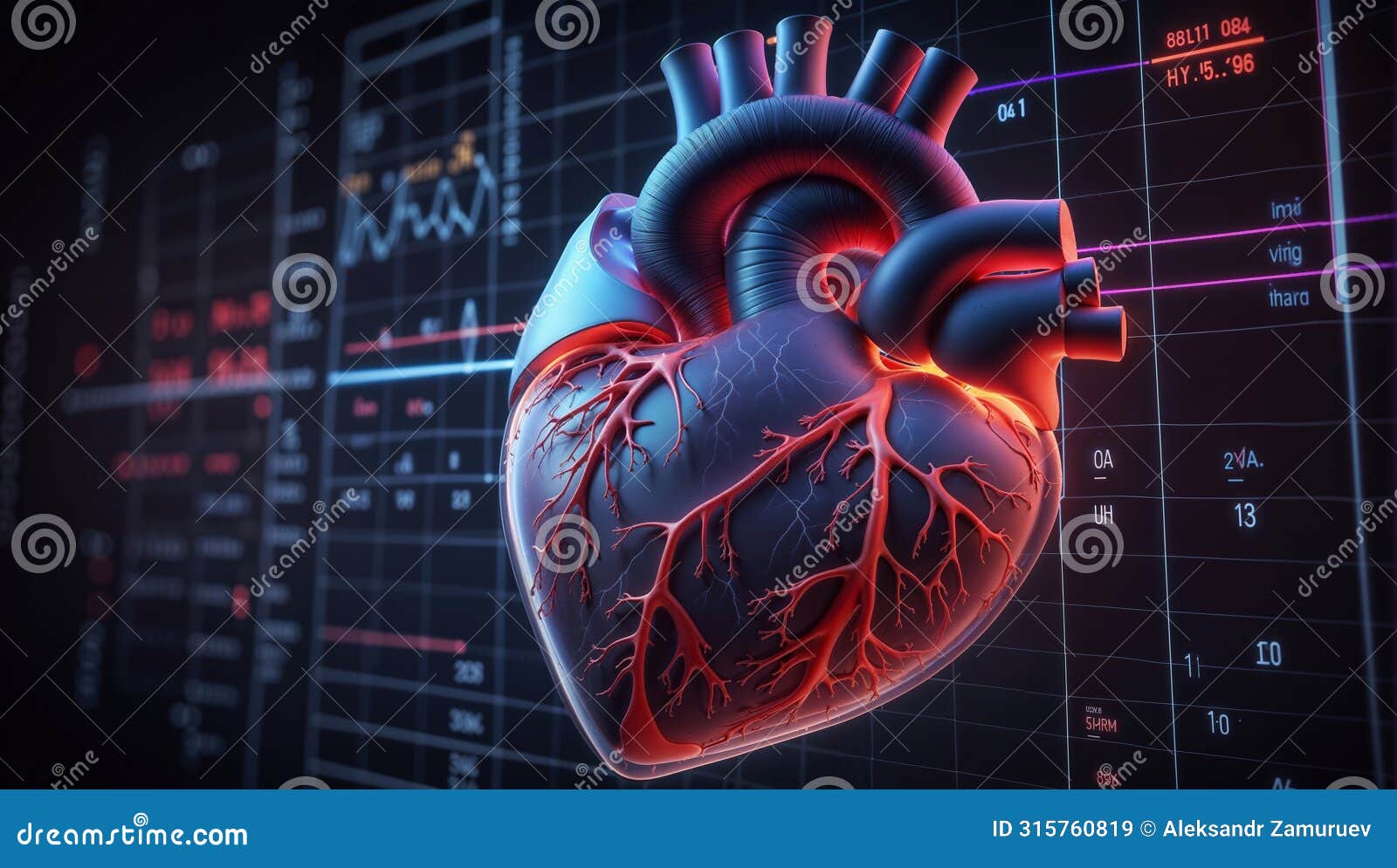Model of Human Heart on Digital Background Stock Image - Image of ...