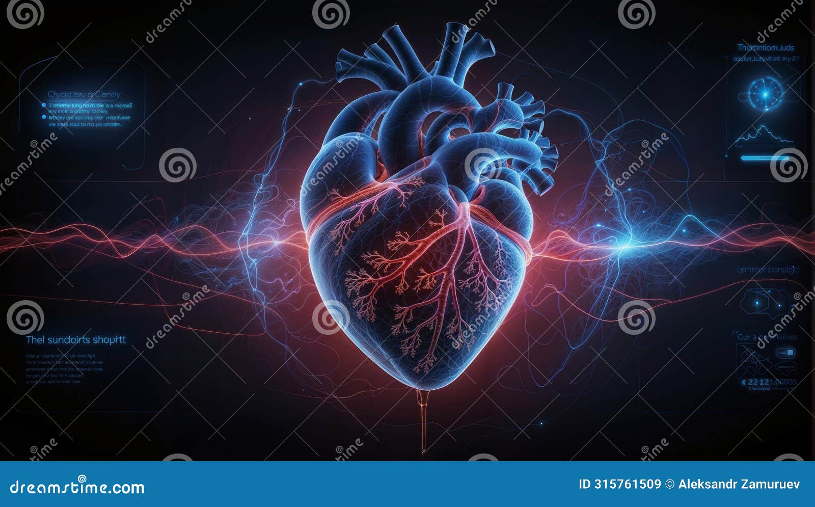 Model of Human Heart on Digital Background Stock Image - Image of ...