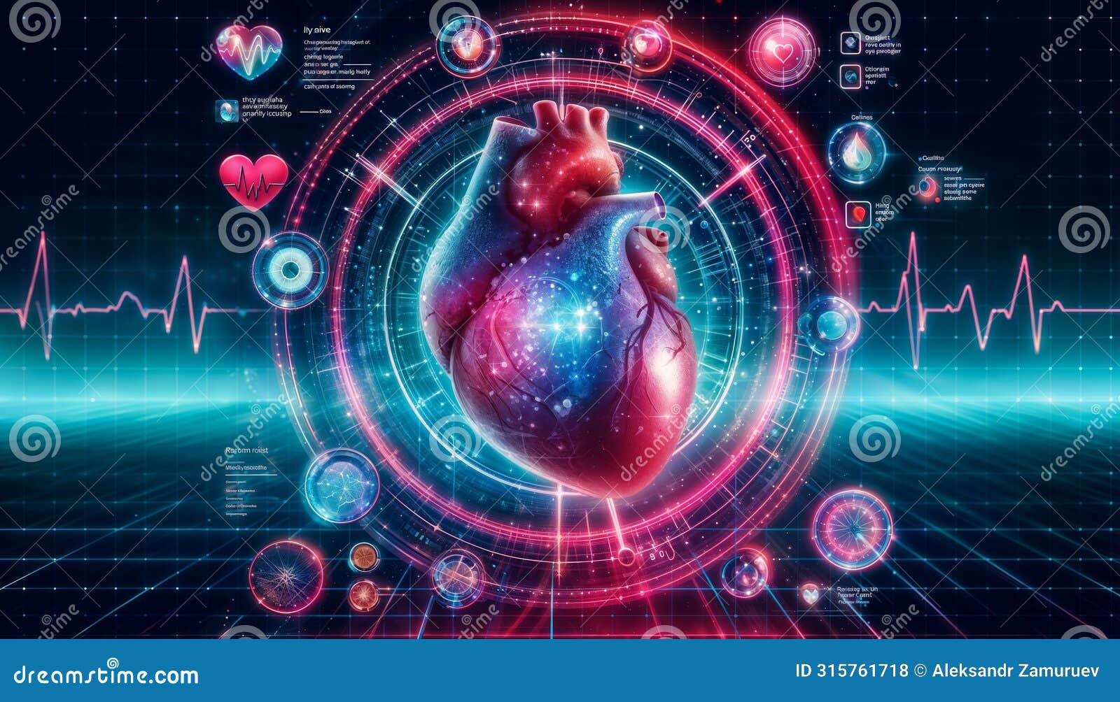 Model Human Heart on Digital Screen. Diagnostic Future Stock Photo ...