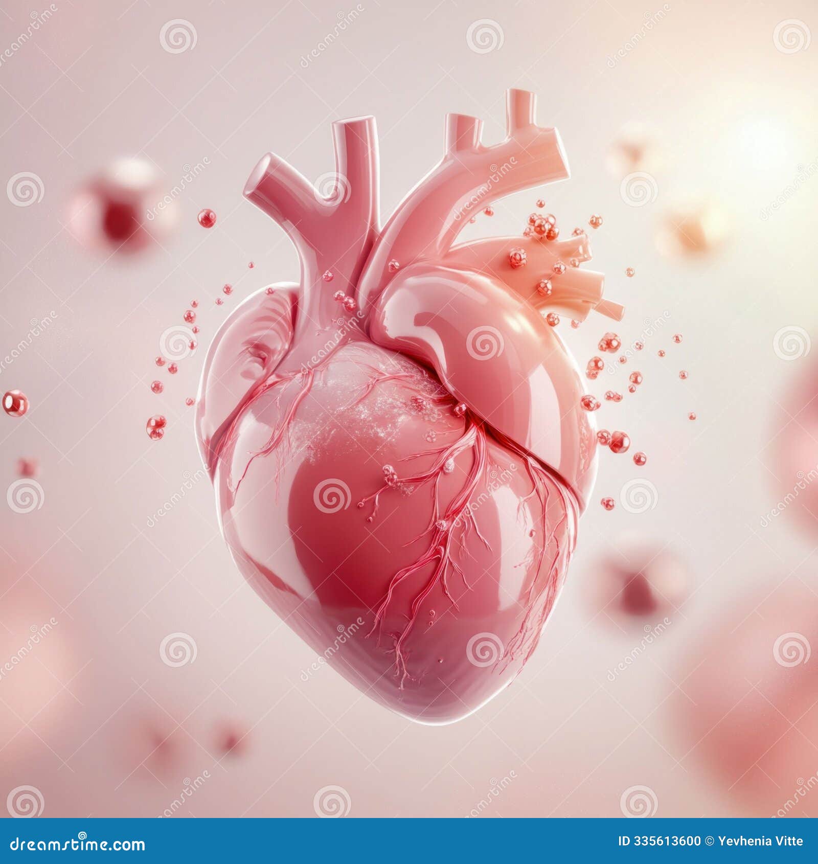 Model of Human Heart with Floating Molecules. Generative Ai Stock ...