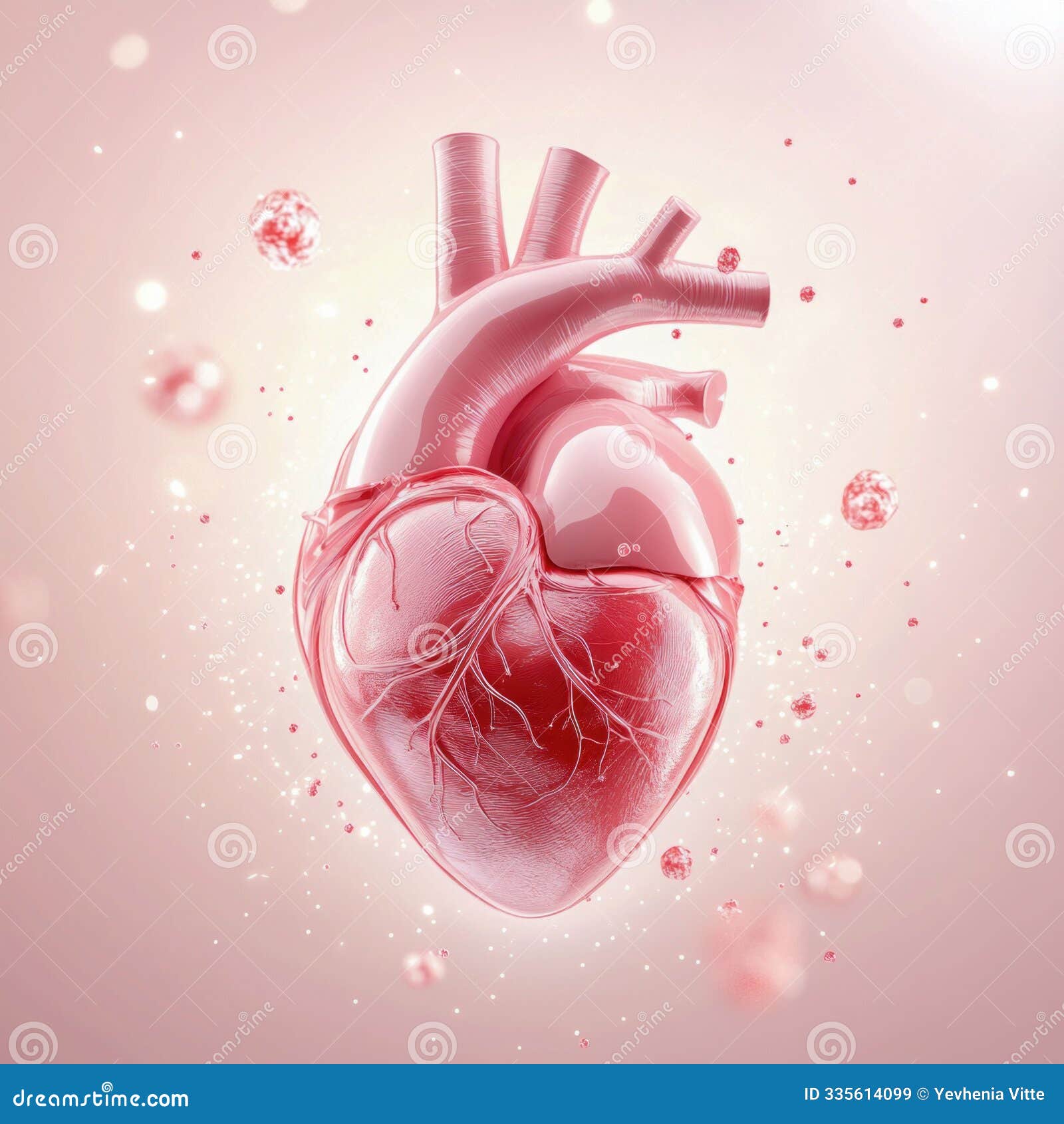 Model of Human Heart with Floating Molecules. Generative Ai Stock ...