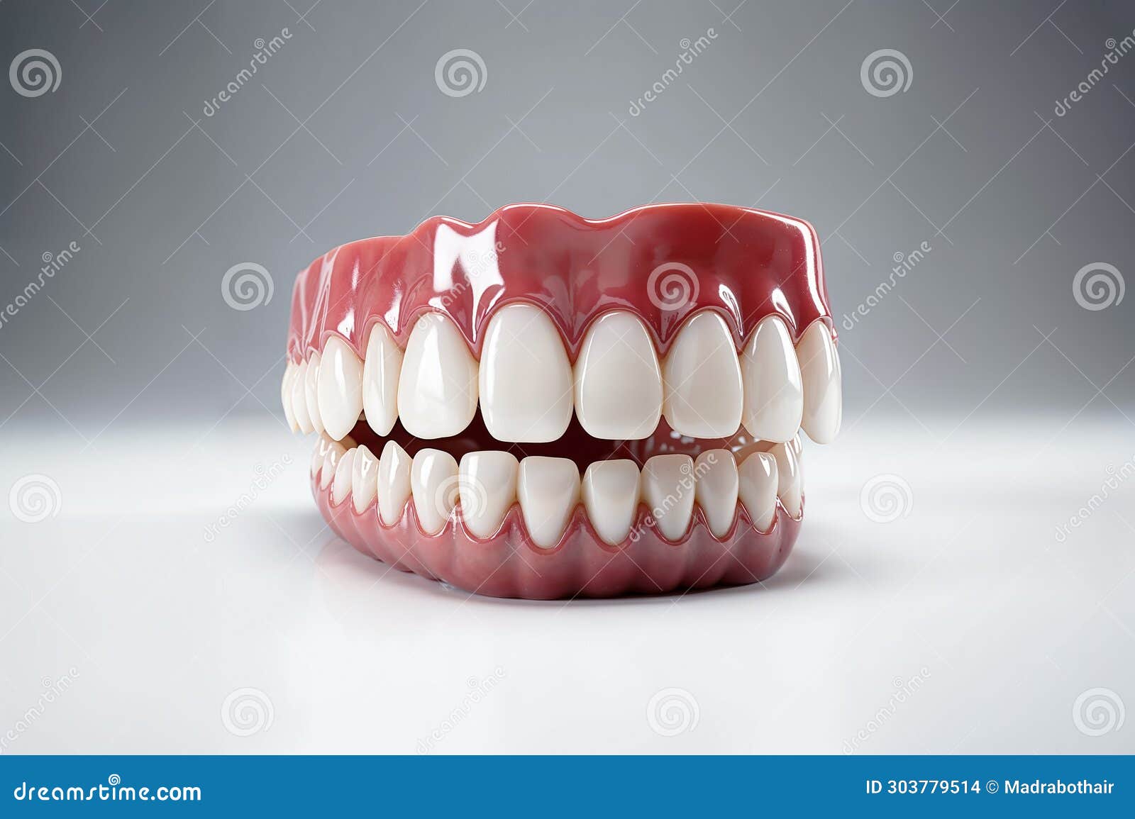 Model of a Human Set of Teeth Against a White Background Stock ...