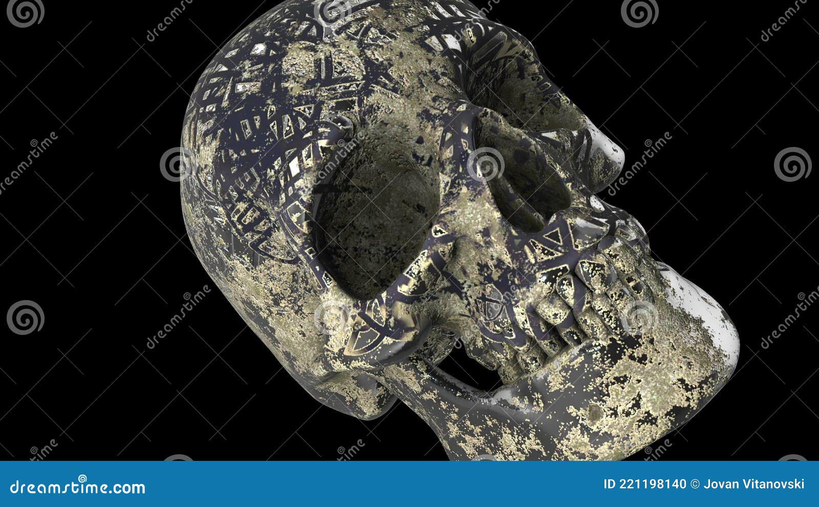 Model of Human Skull Isolated on Black Screen with Alpha Channel Stock ...