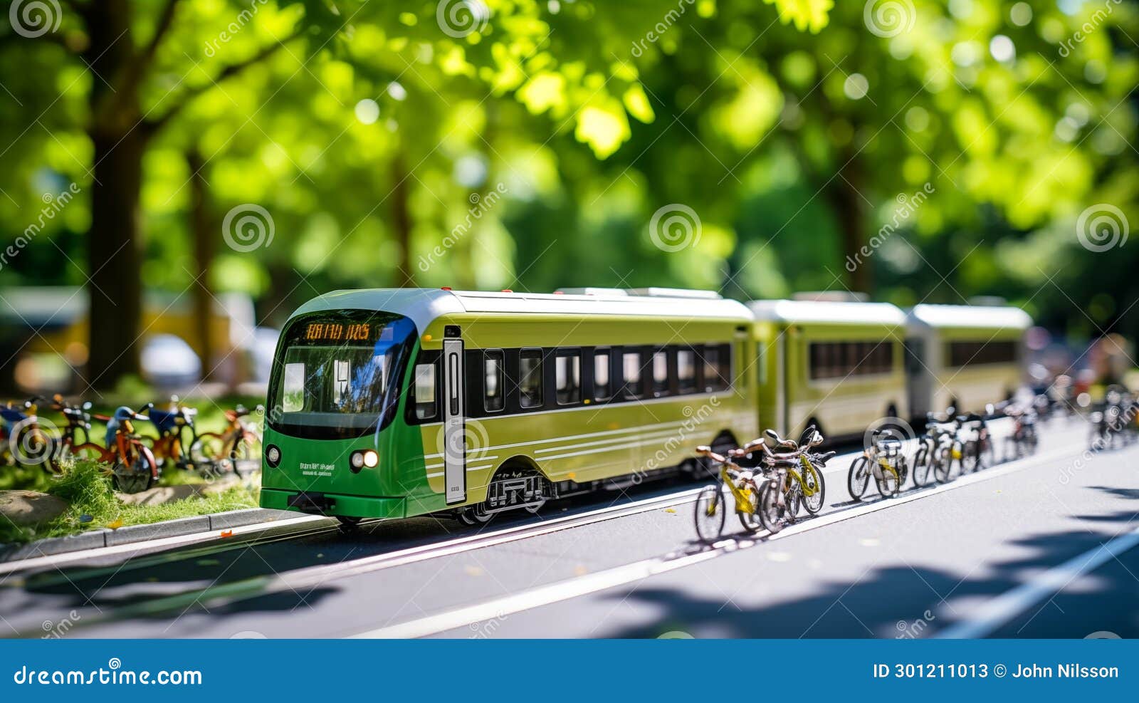 Model Image of a Light Rail Bus in a City, Summer Times Stock ...