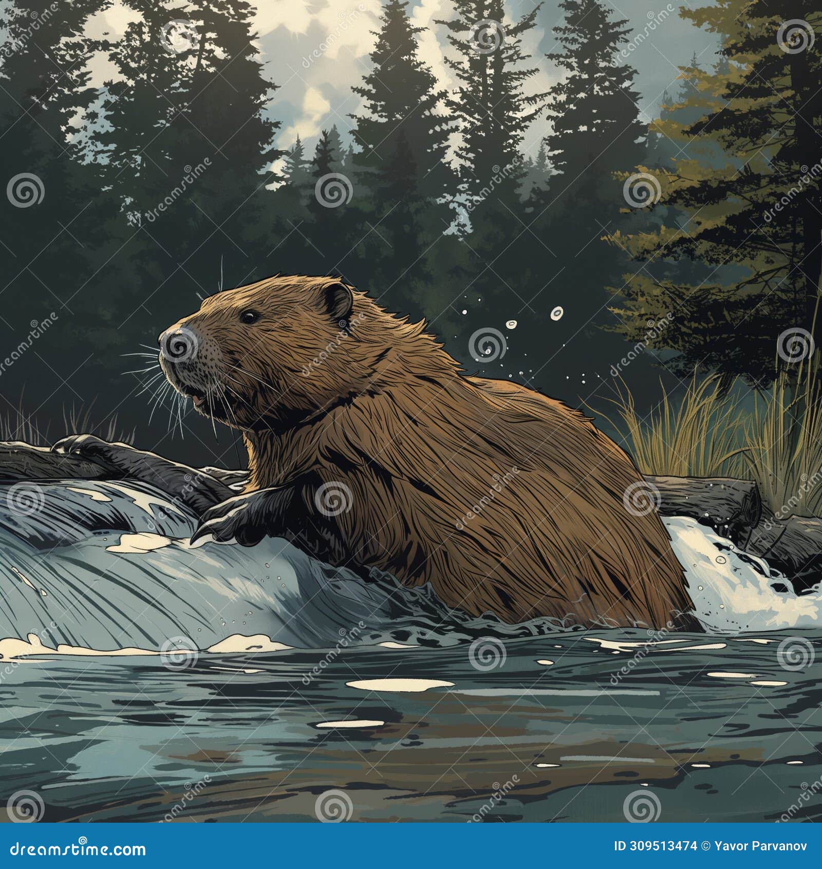 Industrious Beaver Vector Silhouette Illustration , Beaver Vector ...