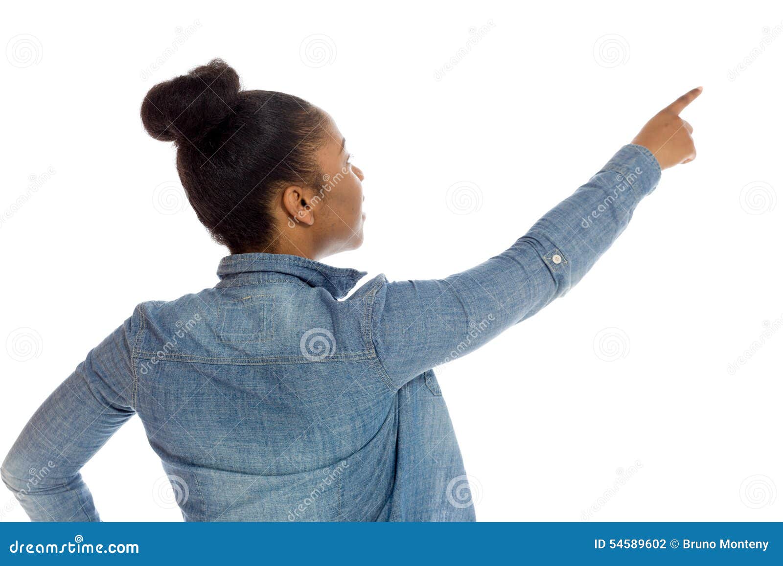 Model Isolated Back Pointing Stock Photo - Image of watching, cute ...