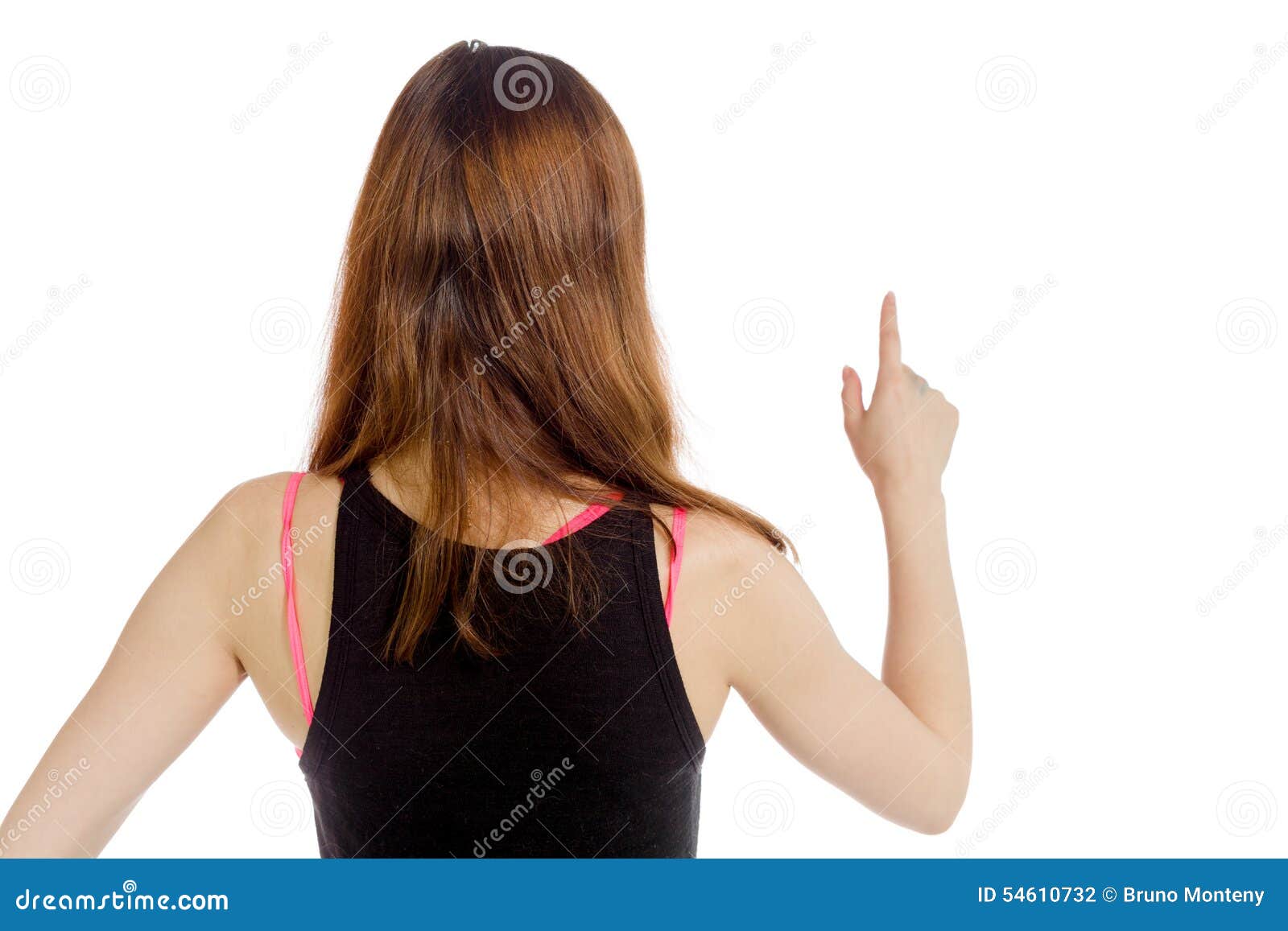 Model Isolated Back Pointing Stock Photo - Image of isolated, finger ...