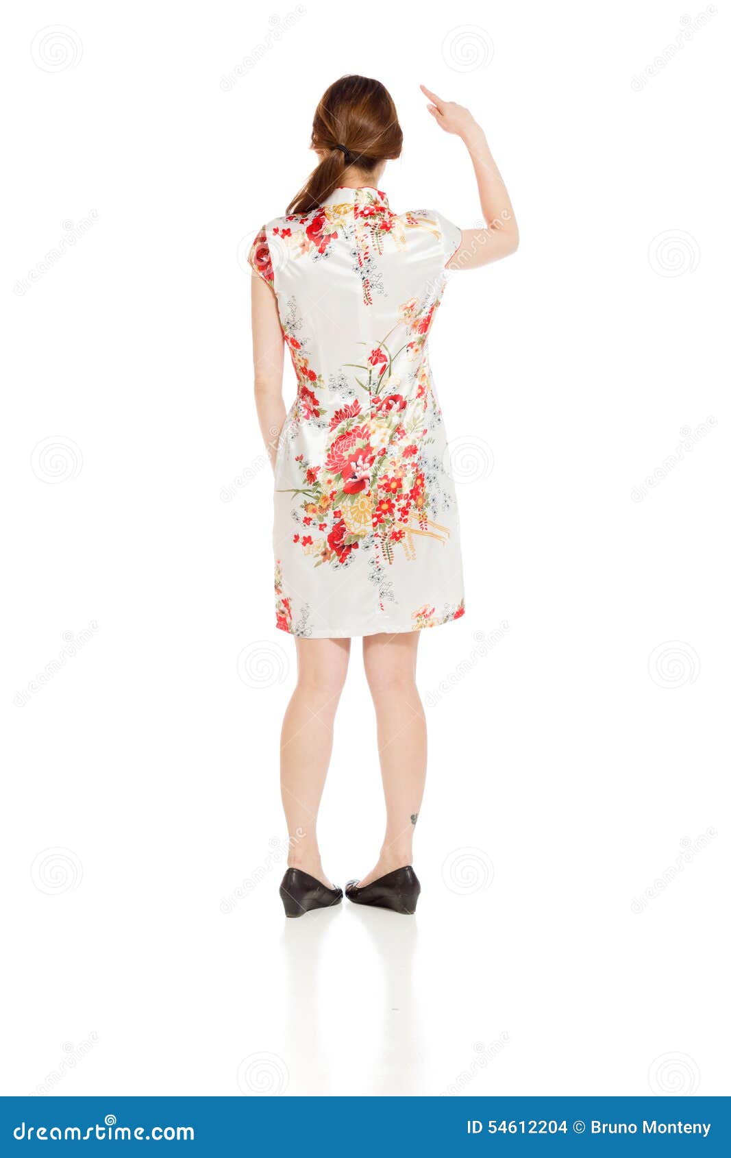 Model Isolated Back Pointing Stock Photo - Image of girl, beautiful ...