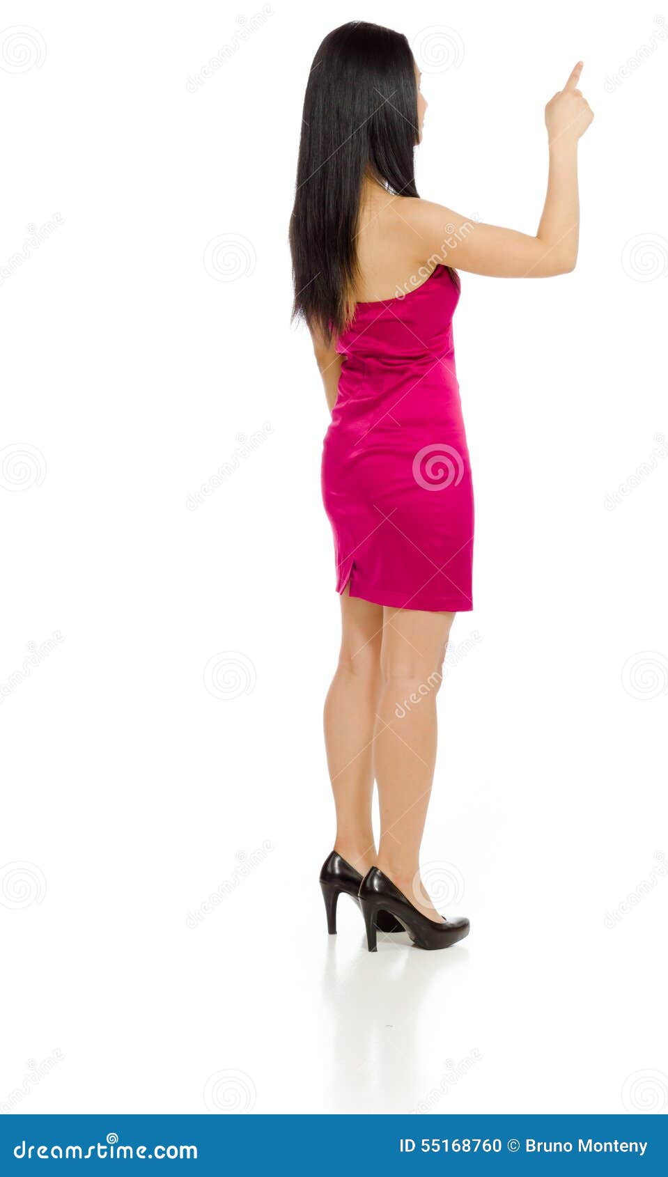 Model Isolated Back Pointing Stock Photo - Image of looking, model ...