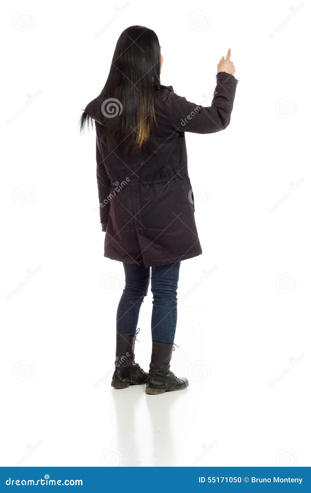 Model Isolated Back Pointing Stock Photo - Image of person, girl: 55171050