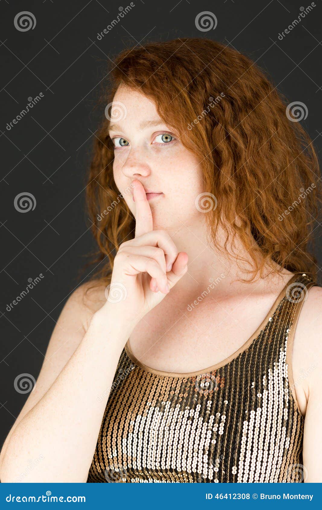 Model Isolated with Finger on Lips Secret Stock Photo - Image of ...