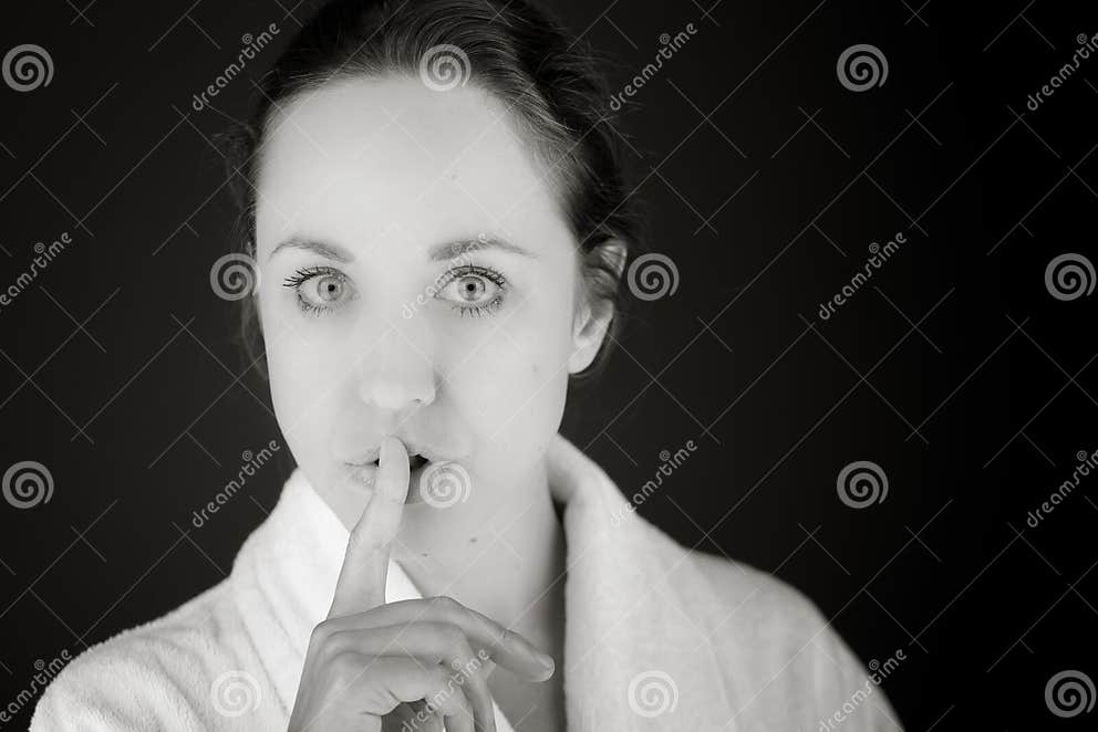 Model Isolated with Finger on Lips Secret Stock Image - Image of finger ...