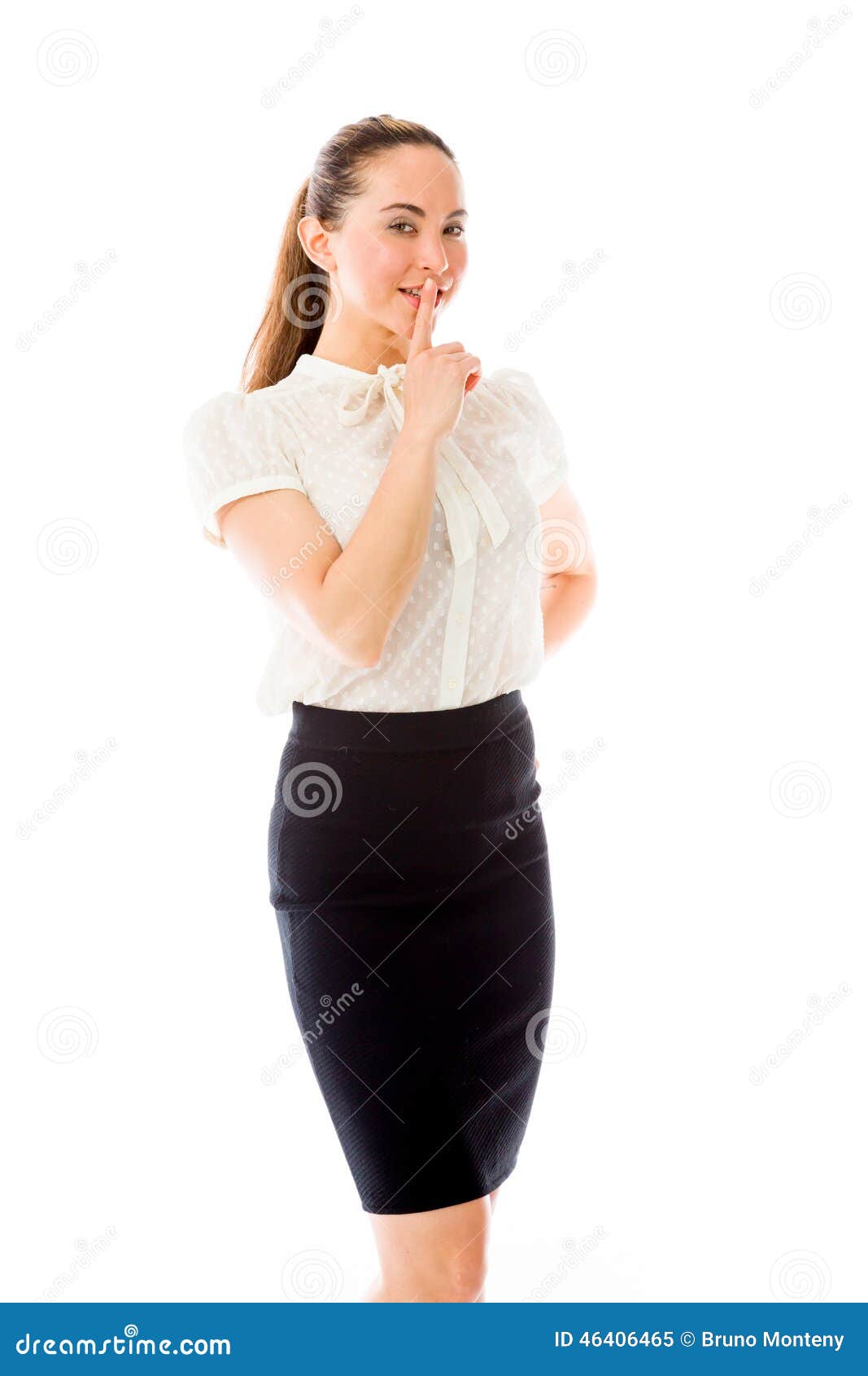 Model Isolated with Finger on Lips Secret Stock Image - Image of ...