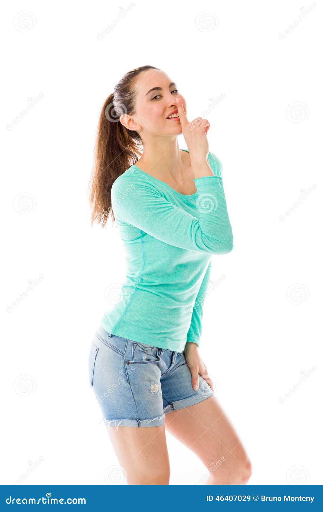 Model Isolated with Finger on Lips Secret Stock Image - Image of hand ...
