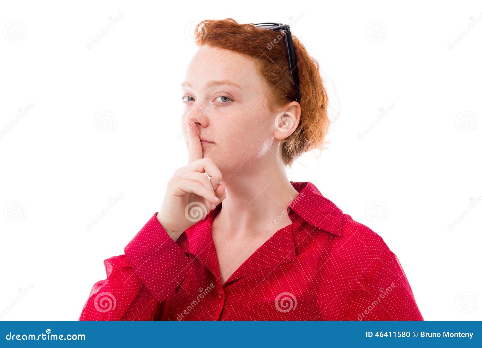 Model Isolated with Finger on Lips Secret Stock Photo - Image of ...
