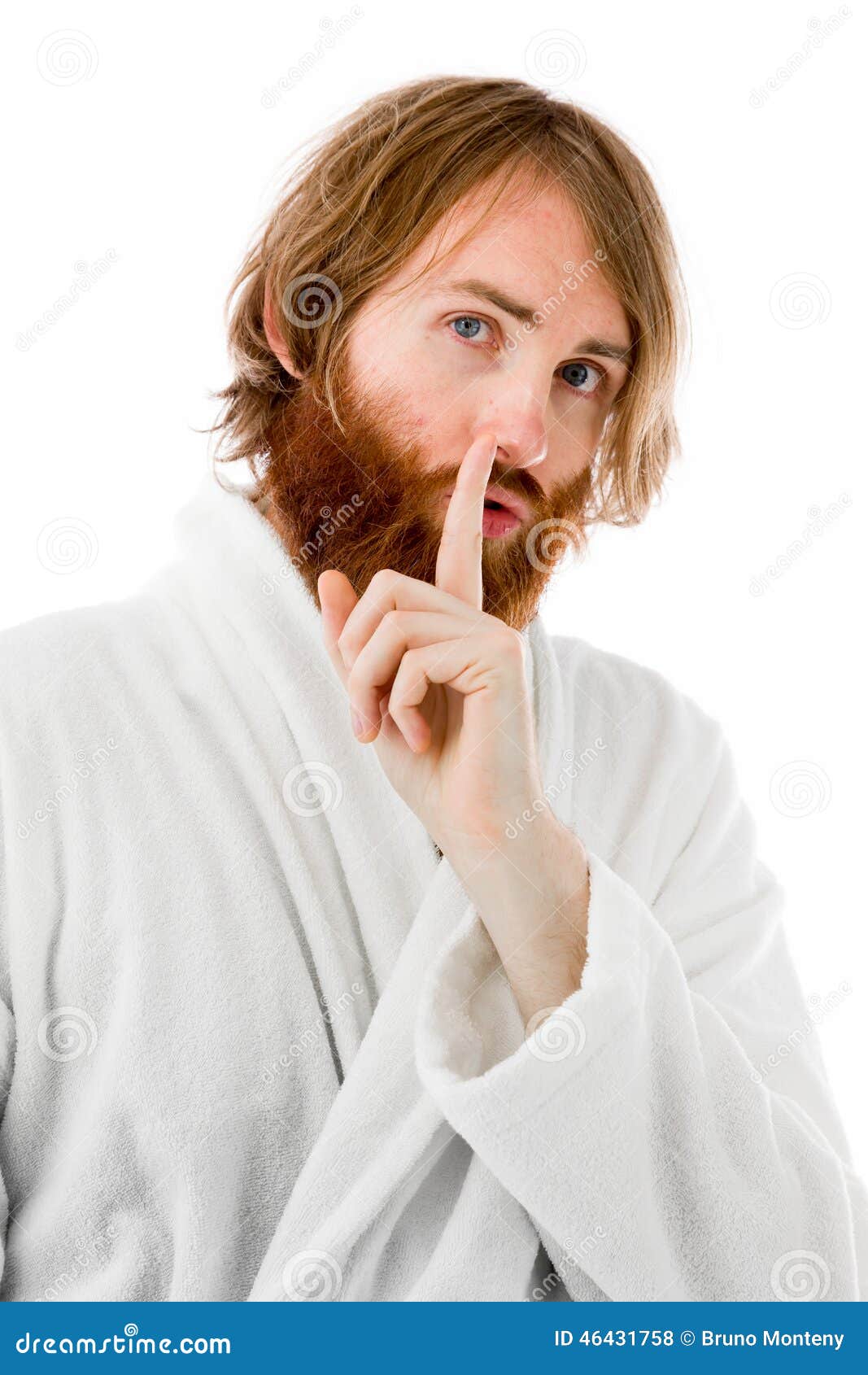 Model Isolated with Finger on Lips Secret Stock Photo - Image of beard ...