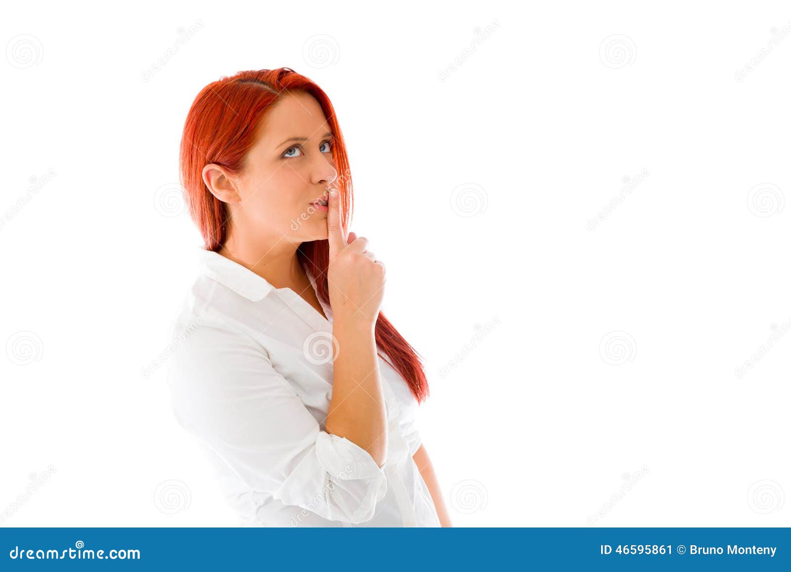 Model Isolated with Finger on Lips Secret Stock Image - Image of ...