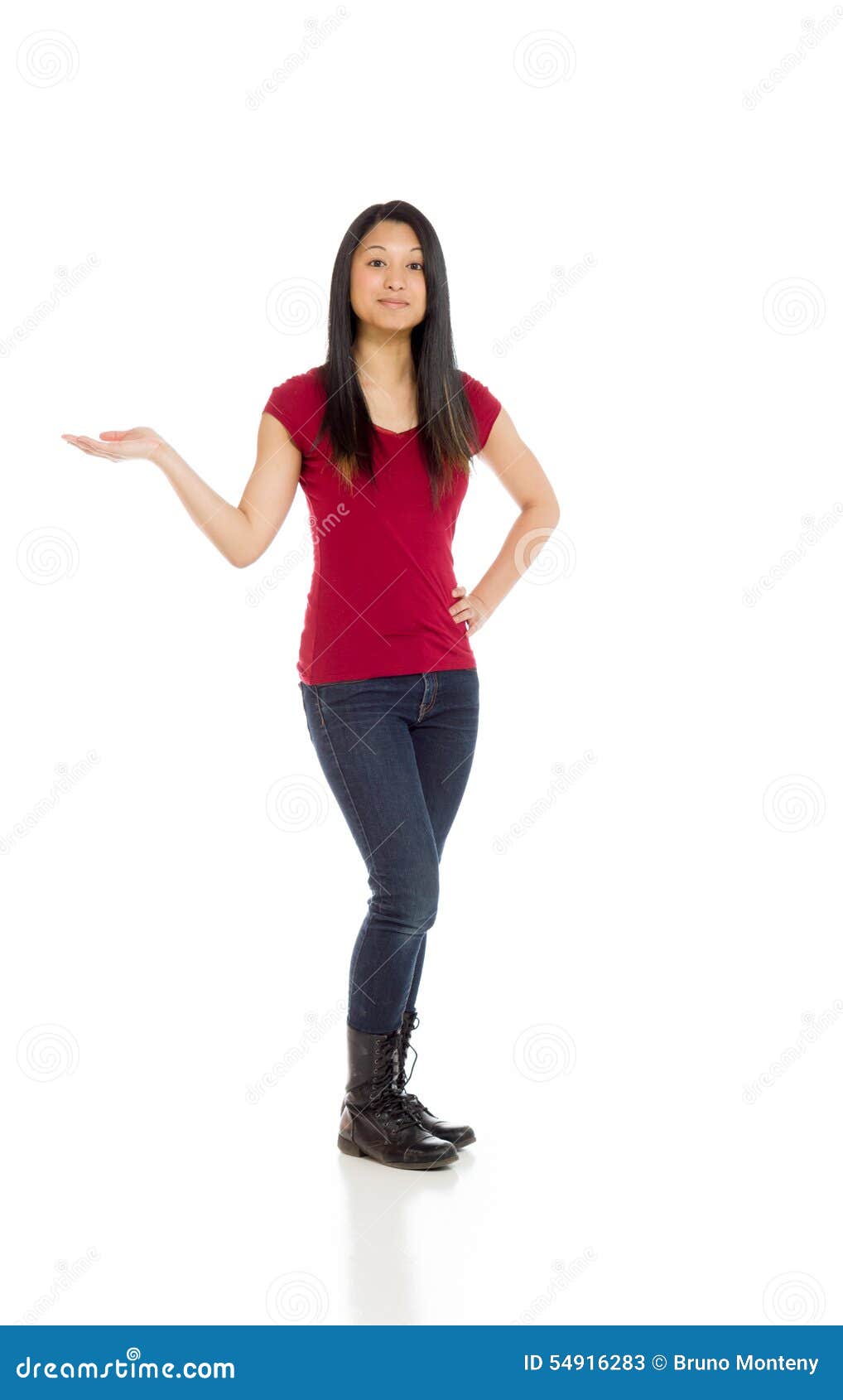 Model Isolated Hand Gesture Presenting Stock Image - Image of ...