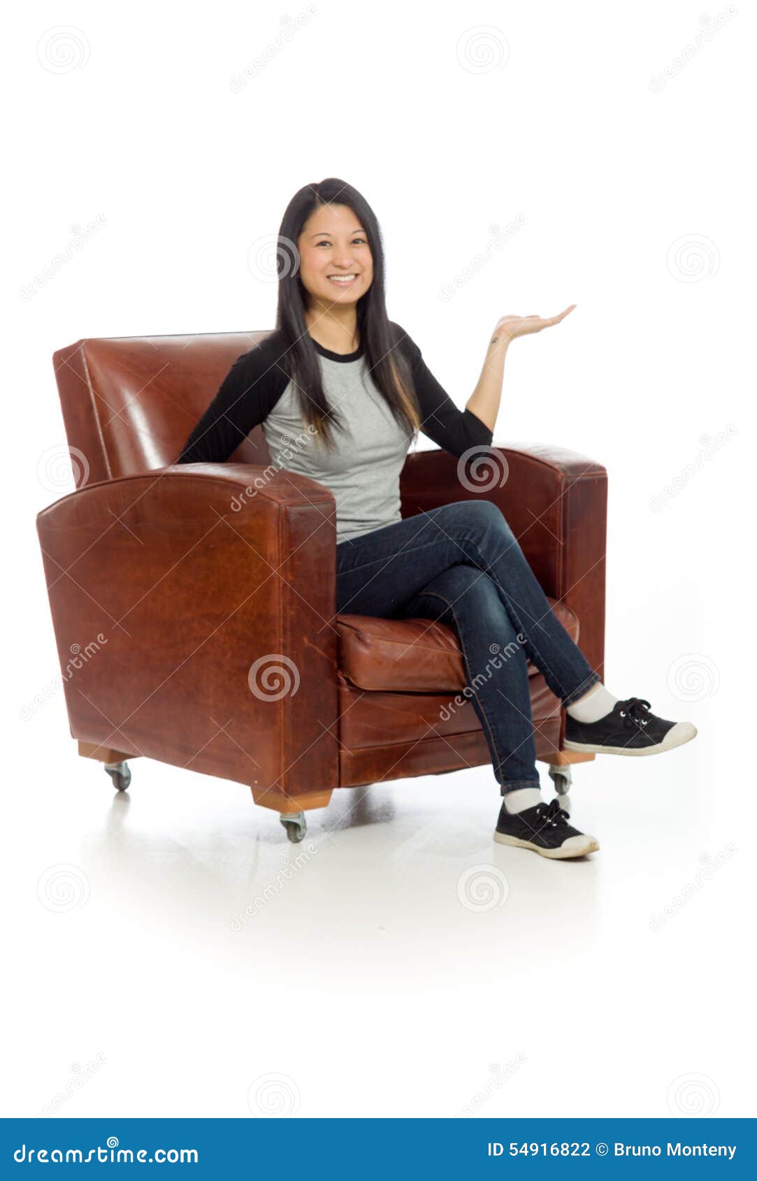 Model Isolated Hand Gesture Presenting Stock Photo - Image of posing ...