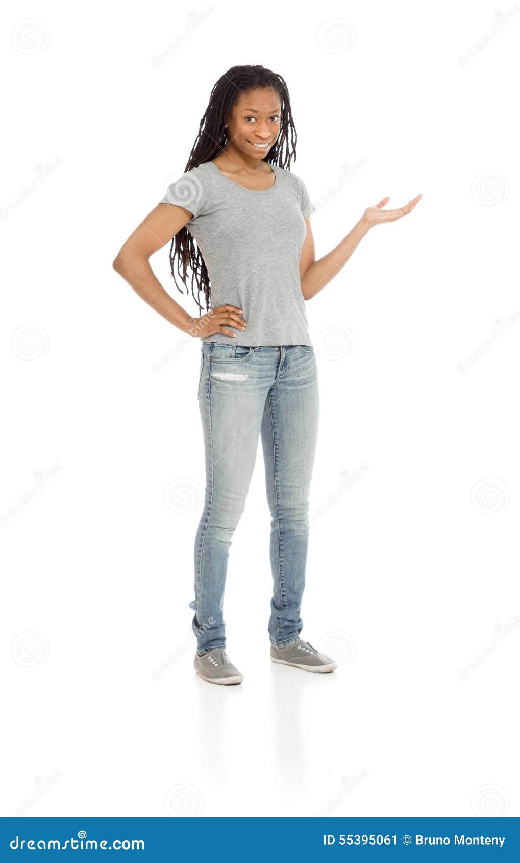 Model Isolated Hand Gesture Presenting Stock Image - Image of gesture ...