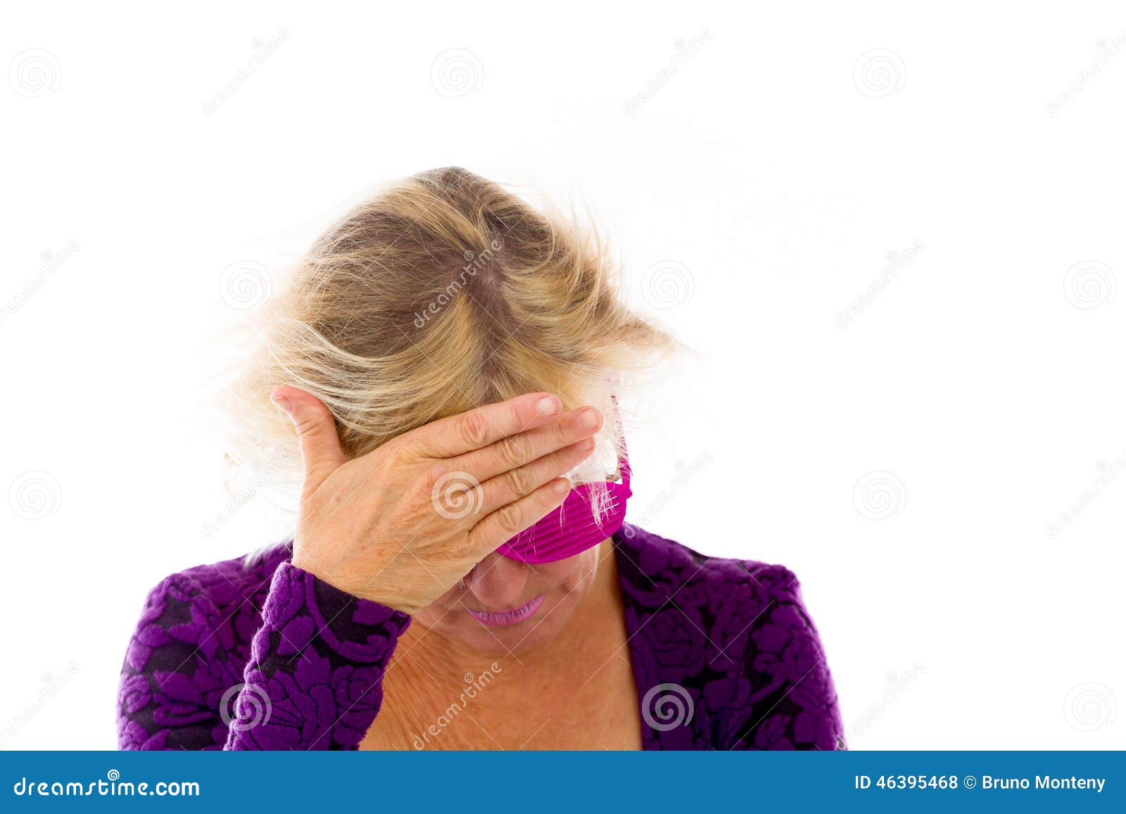 Model Isolated on Plain Background Ashamed Hiding Stock Photo - Image ...
