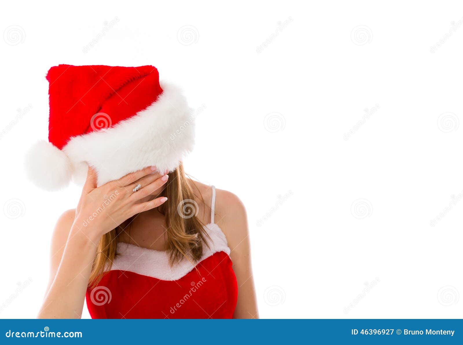 Model Isolated on Plain Background Ashamed Hiding Stock Image - Image ...