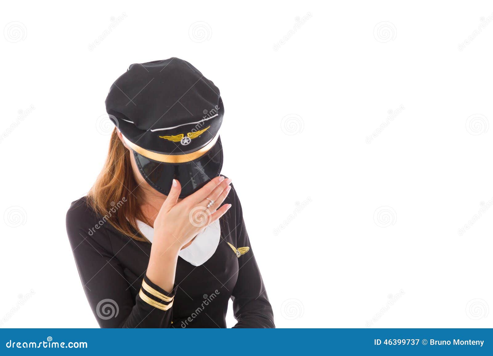 Model Isolated on Plain Background Ashamed Hiding Stock Image - Image ...