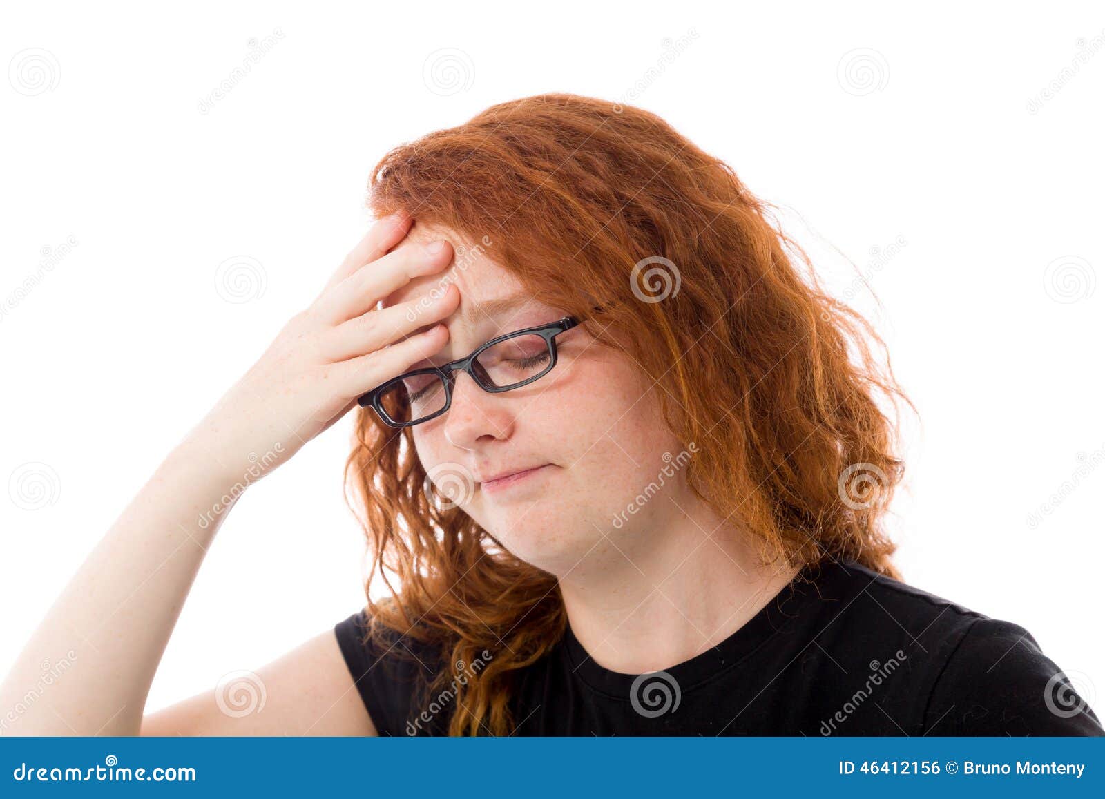 Model Isolated on Plain Background Ashamed Hiding Stock Photo - Image ...