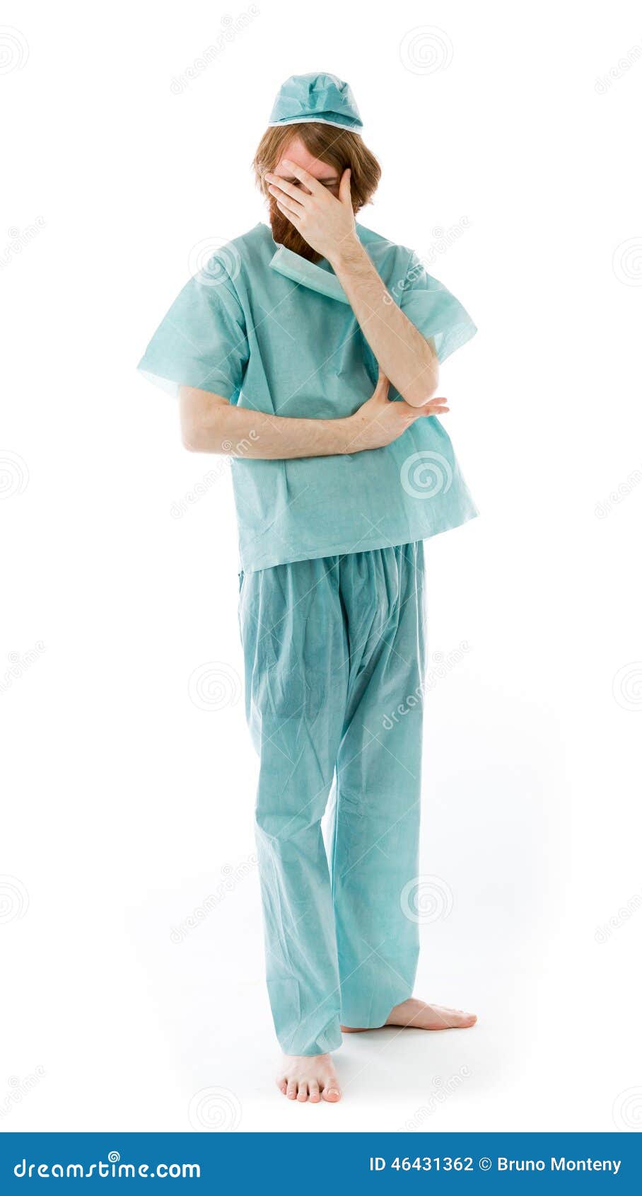 Model Isolated on Plain Background Ashamed Hiding Stock Photo - Image ...