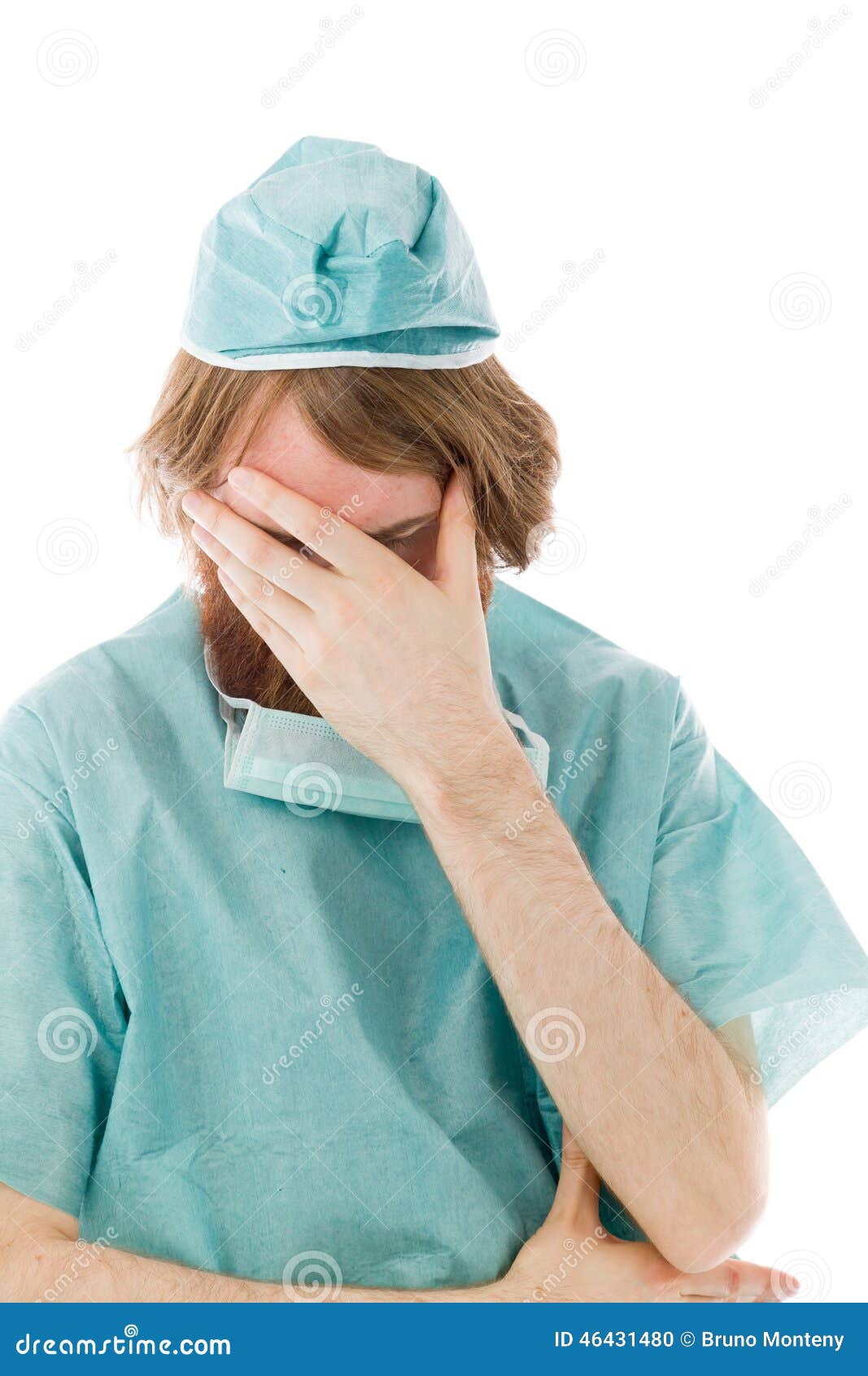 Model Isolated on Plain Background Ashamed Hiding Stock Photo - Image ...