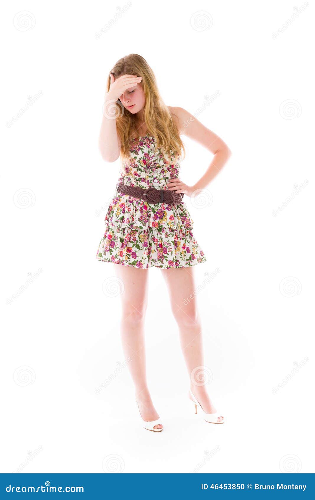 Model Isolated on Plain Background Ashamed Hiding Stock Photo - Image ...