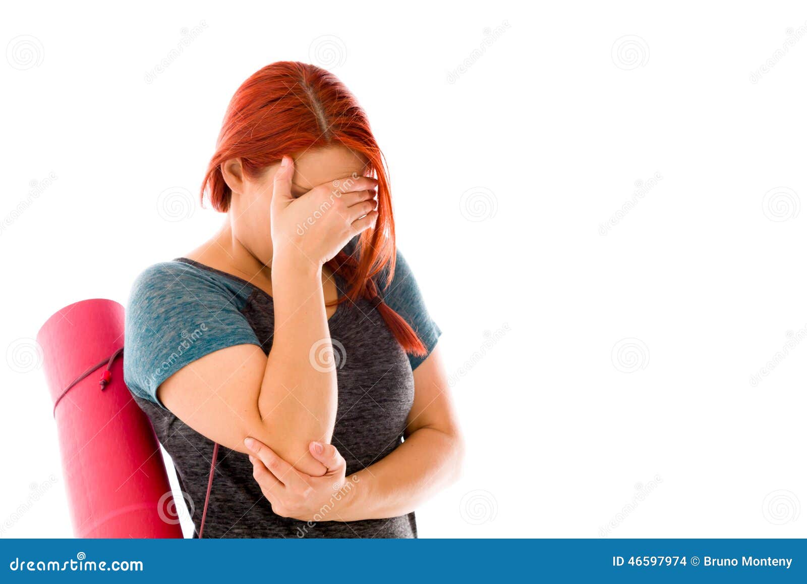 Model Isolated on Plain Background Ashamed Hiding Stock Photo - Image ...