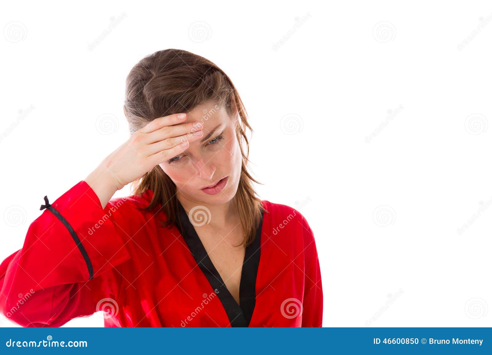 Model Isolated on Plain Background Ashamed Hiding Stock Photo - Image ...